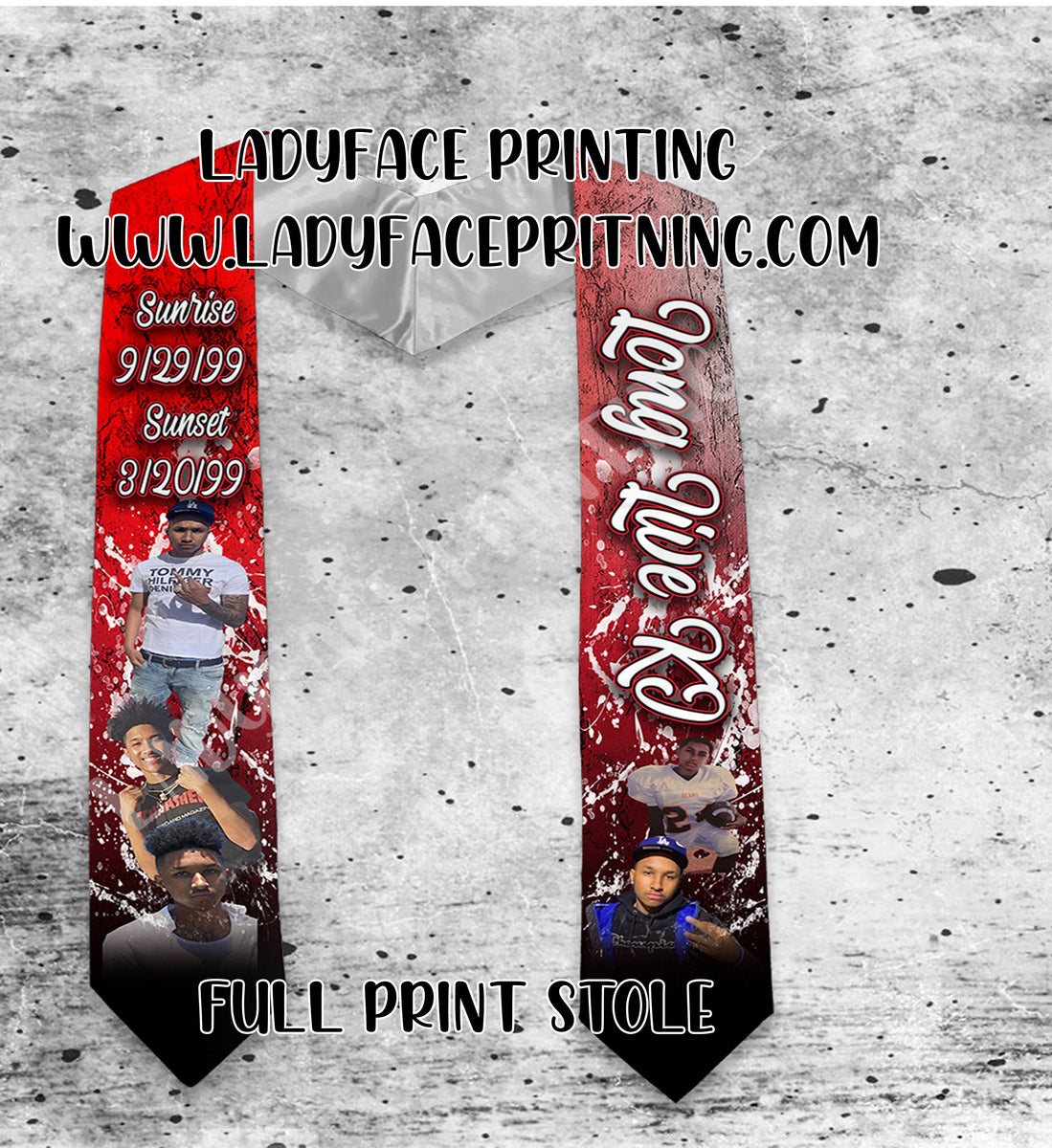 Memorial, Pallbearers, Graduation Sash/Stole Bulk – LadyFace Printing